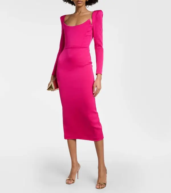 Alex Perry Crepe Satin Midi Dress