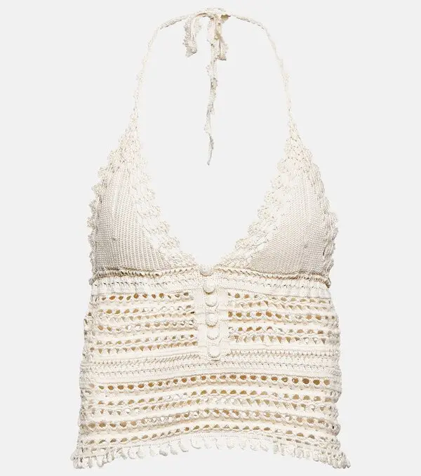 Isabel Marant Frinley Crochet Crop Top - Neutrals