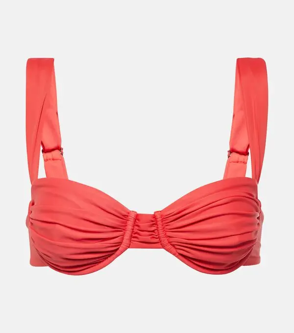 Faithfull The Brand Balconette Ruched Bikini Top - Red