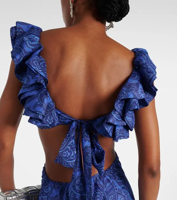 Zimmermann Ruffled Paisley Silk Midi Dress