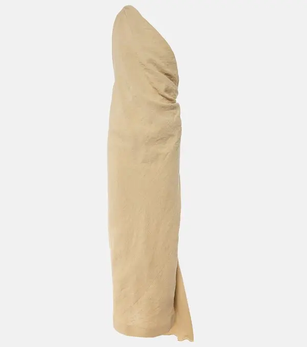 Tove Riya Draped Linen Maxi Dress - Beige