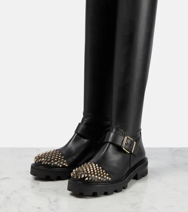 JIMMY CHOO Biker Ii Leather Over-the-knee Boots With Stud Embellishments