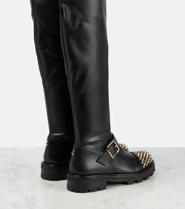 JIMMY CHOO Biker Ii Leather Over-the-knee Boots With Stud Embellishments