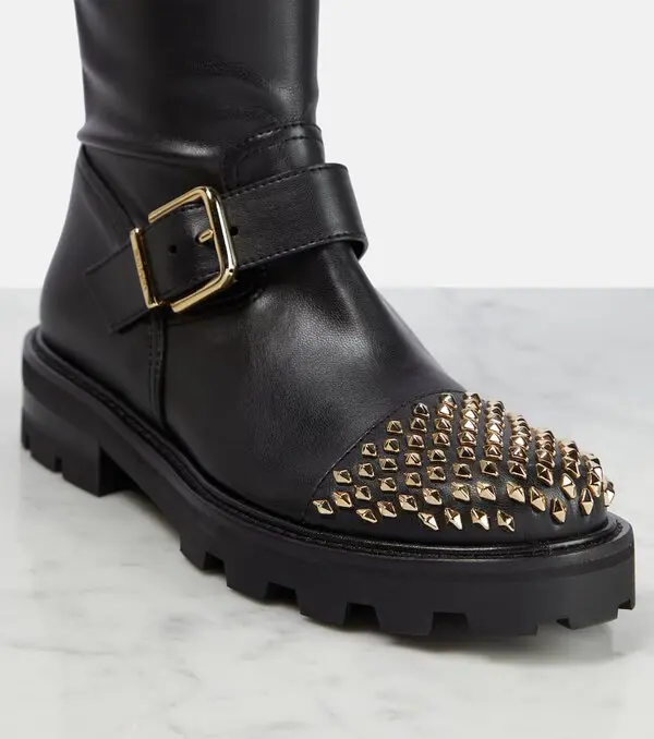 JIMMY CHOO Biker Ii Leather Over-the-knee Boots With Stud Embellishments