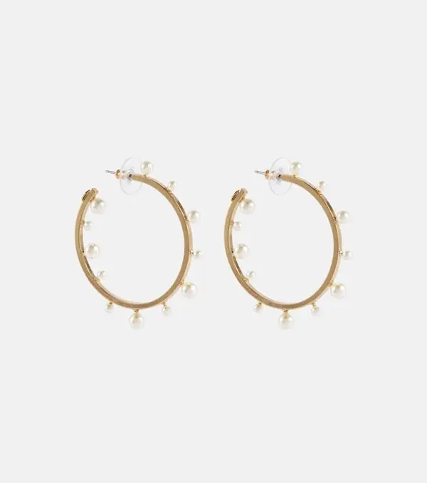 JENNIFER BEHR Odetta Faux Pearl Hoop Earrings - Gold