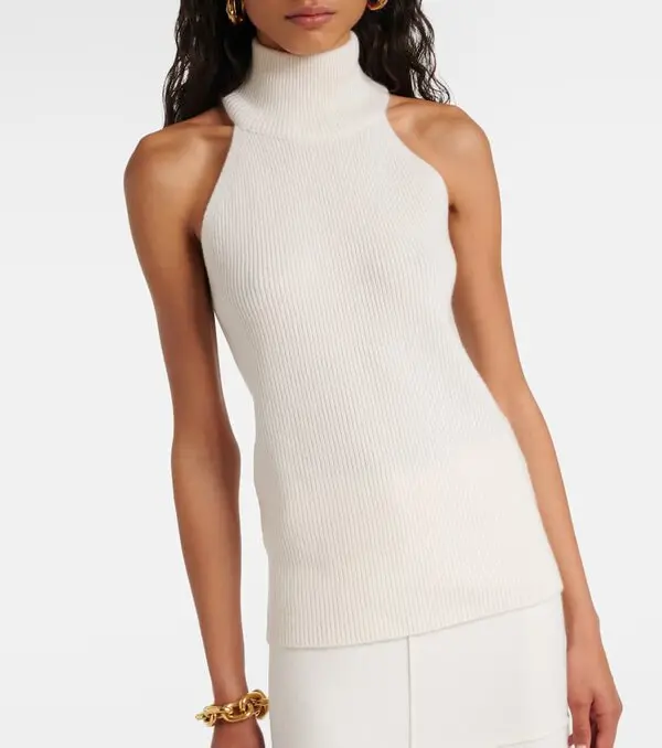 LISA YANG Freya Knitted Cashmere Tank Top - White