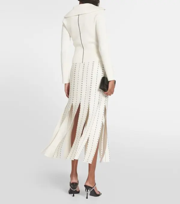 Simkhai Beckie Ribbed Knit Sweater With Shawl Collar
