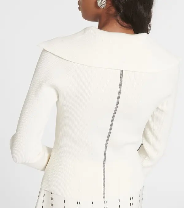 Simkhai Beckie Ribbed Knit Sweater With Shawl Collar