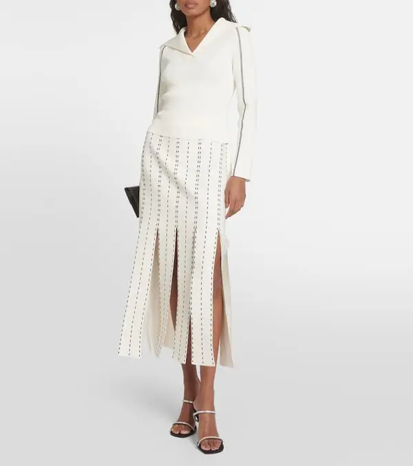 Simkhai Beckie Ribbed Knit Sweater With Shawl Collar