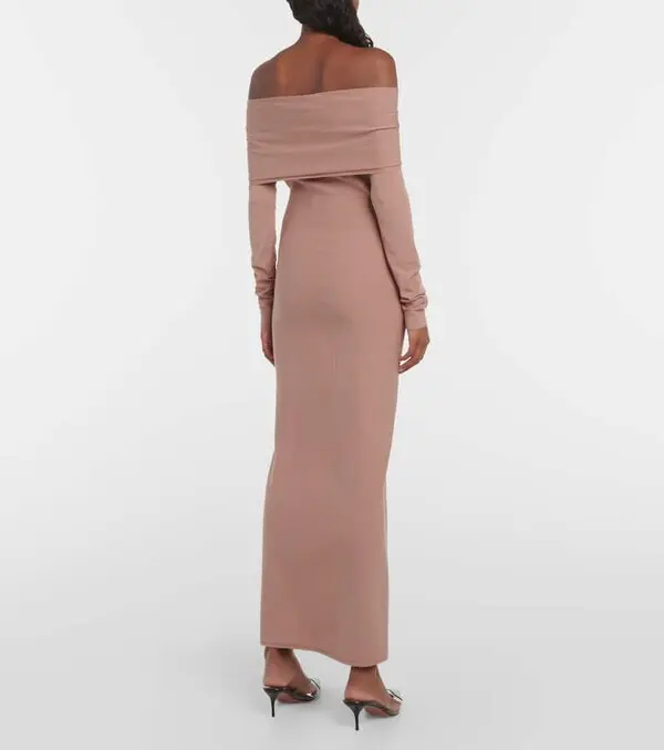 Alaïa Off-shoulder Jersey Midi Dress