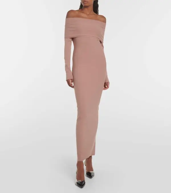 Alaïa Off-shoulder Jersey Midi Dress
