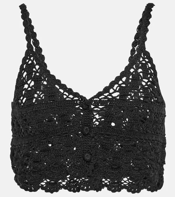 Anna Kosturova Bianca Crochet Crop Top - Black