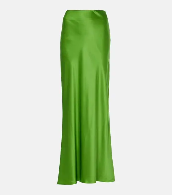 THE SEI Silk Satin Maxi Skirt - Green