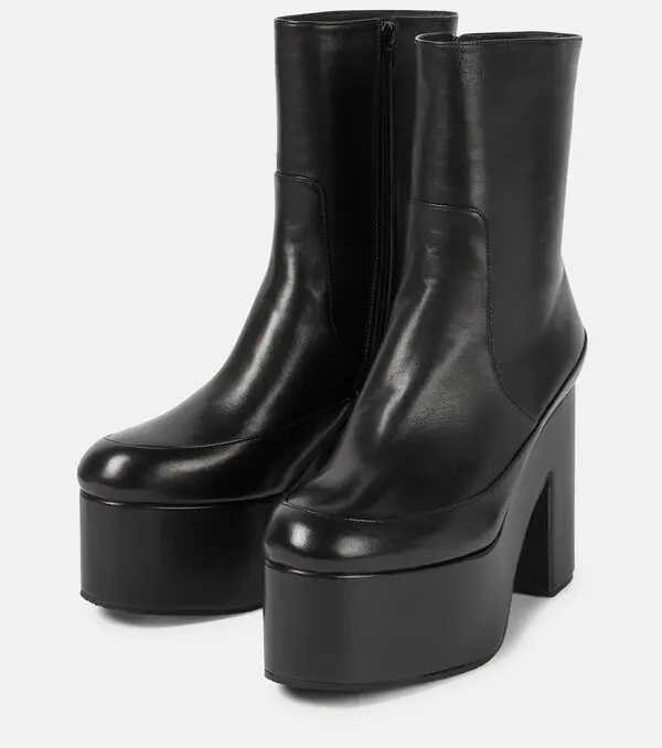 Dries Van Noten Leather Platform Ankle Boots