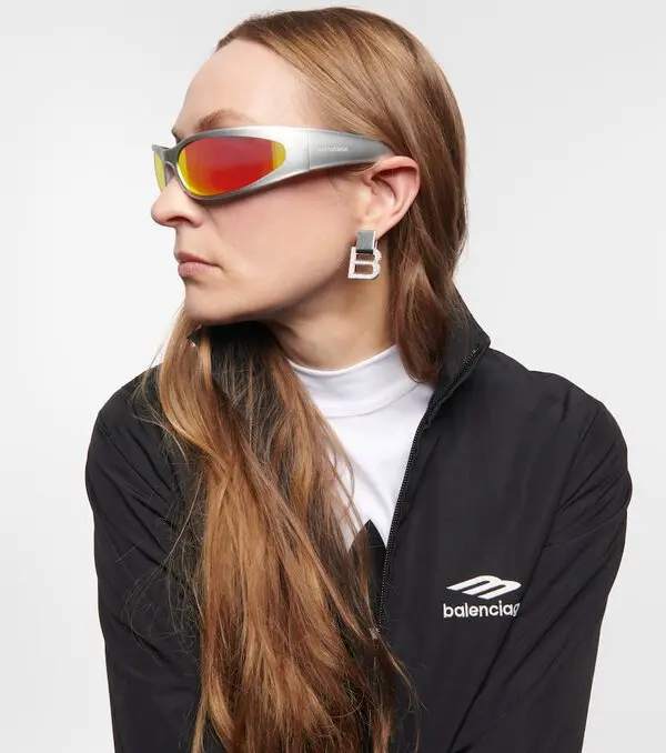Balenciaga Reverse Xpander Oval Sunglasses - Silver