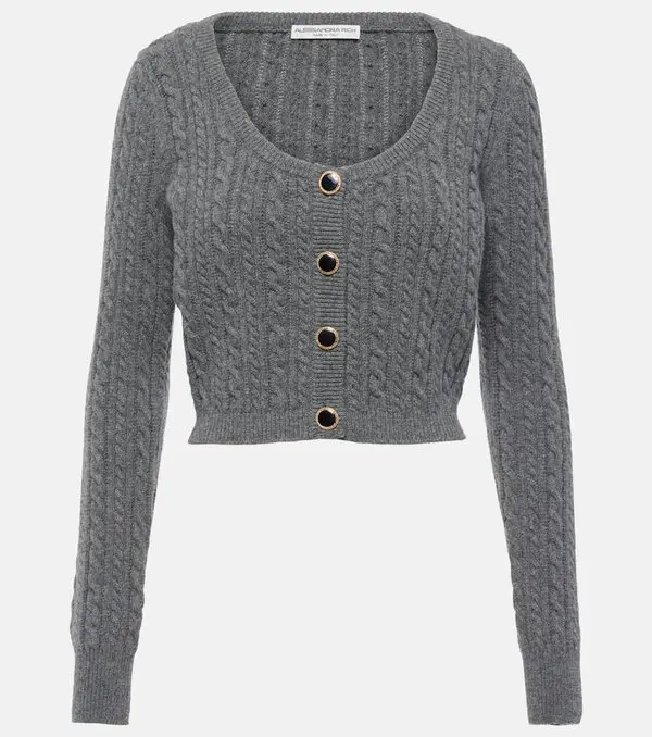 Alessandra Rich Cable-knit Wool Cardigan