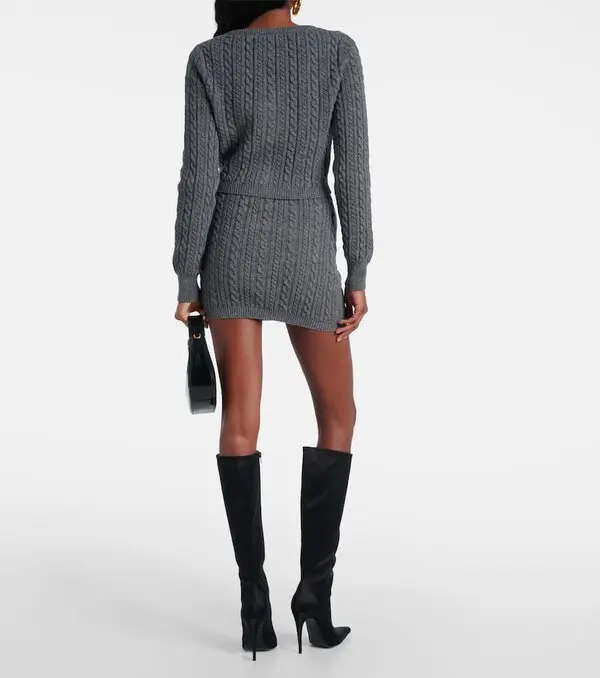Alessandra Rich Cable-knit Wool Cardigan