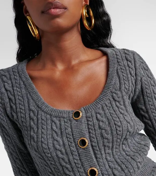 Alessandra Rich Cable-knit Wool Cardigan