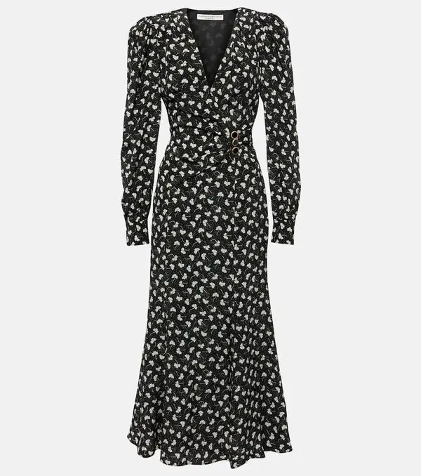 Alessandra Rich Printed Silk Midi Dress