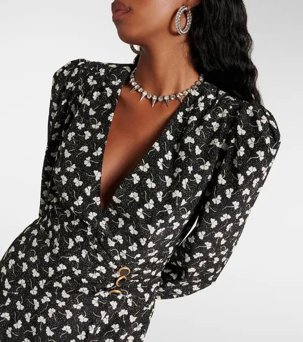Alessandra Rich Printed Silk Midi Dress