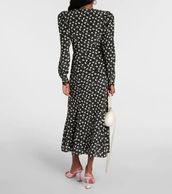Alessandra Rich Printed Silk Midi Dress