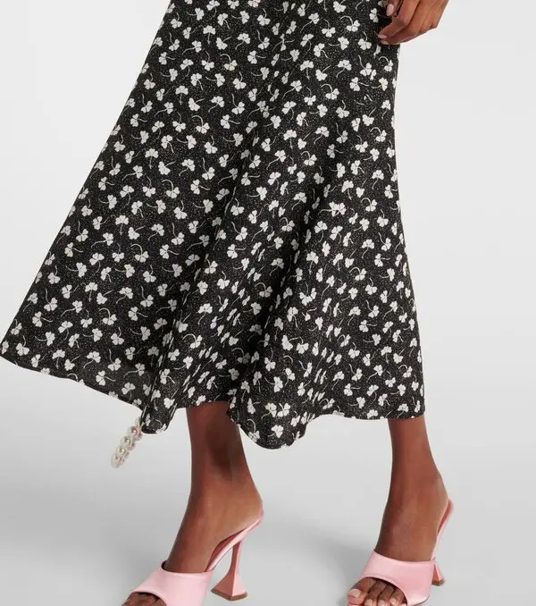 Alessandra Rich Printed Silk Midi Dress