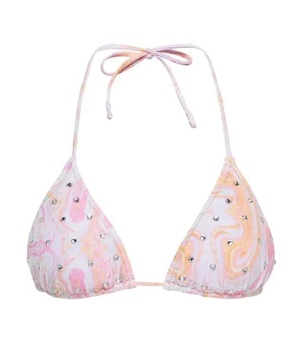 REINA OLGA Susan Embellished Bikini Top - Multicoloured