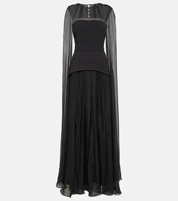 Safiyaa Gloria Silk And Crepe Gown