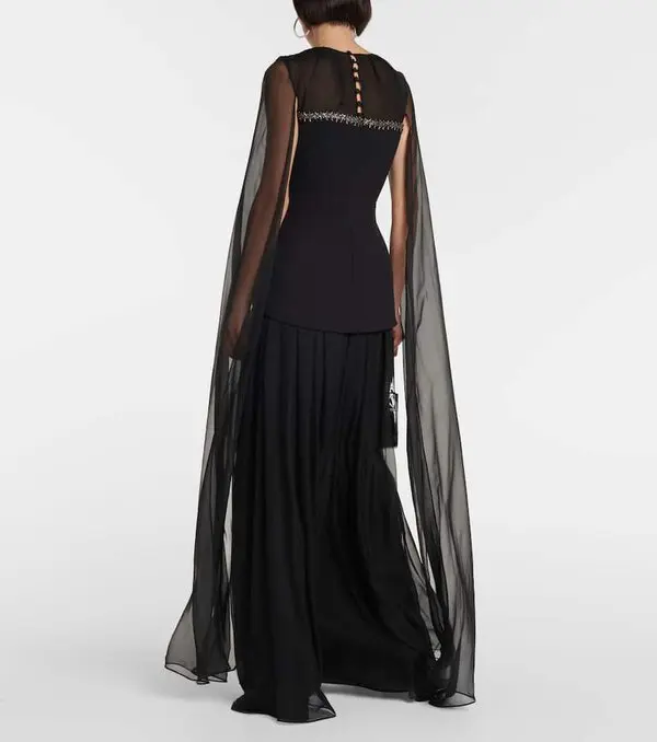 Safiyaa Gloria Silk And Crepe Gown