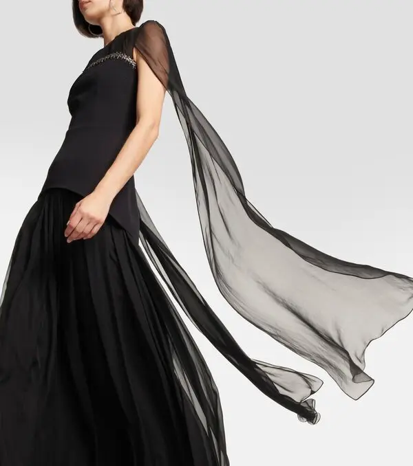 Safiyaa Gloria Silk And Crepe Gown