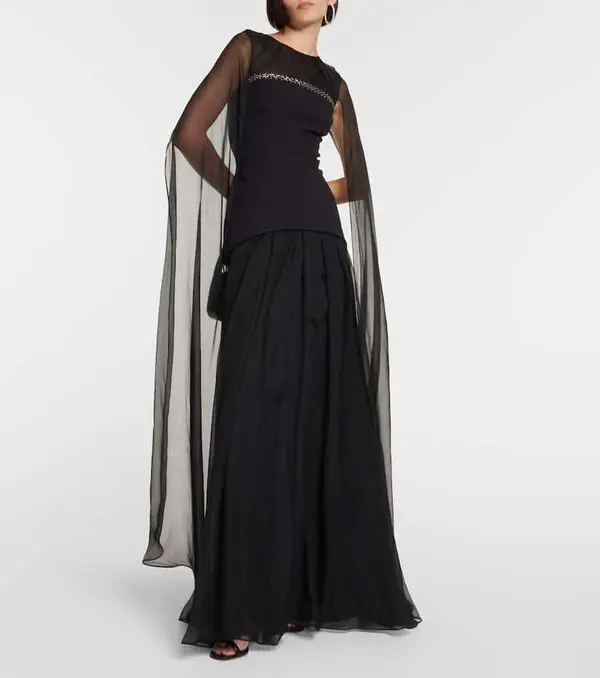 Safiyaa Gloria Silk And Crepe Gown