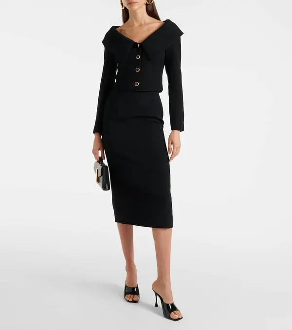 Alessandra Rich Wool Midi Skirt