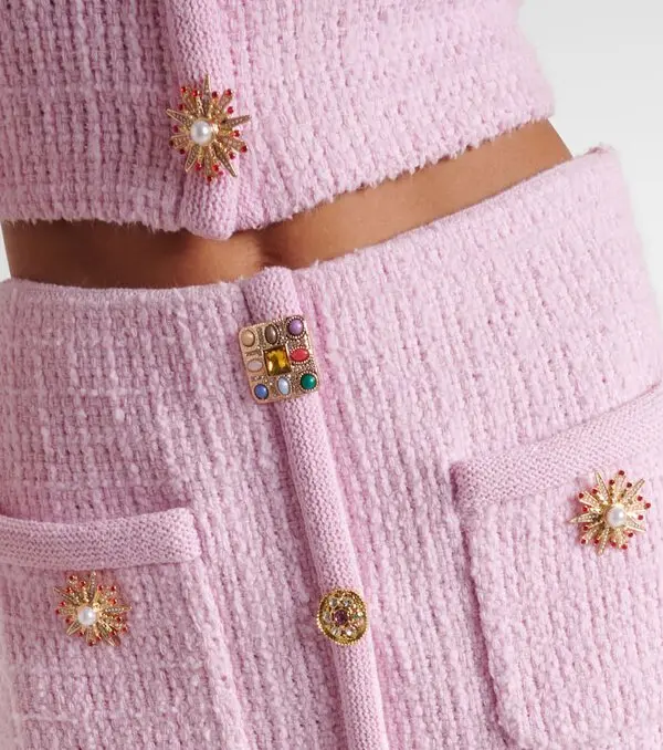 SELF-PORTRAIT Embellished Knit Miniskirt