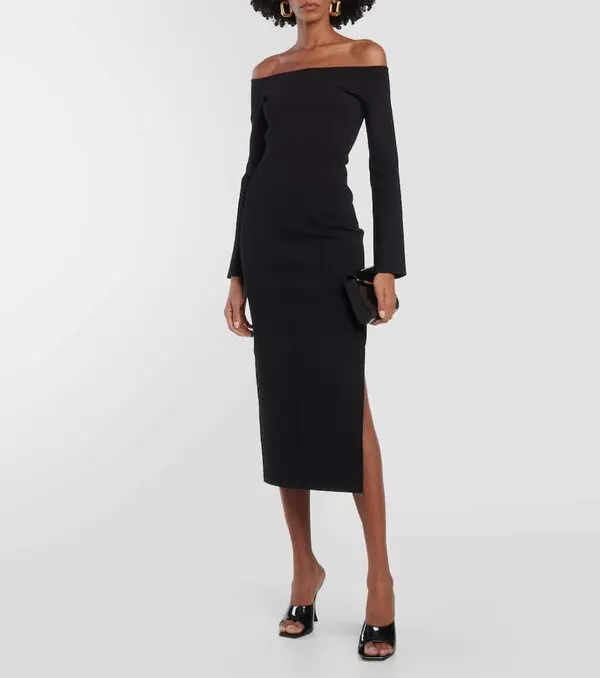 Galvan Aphrodite Off-shoulder Midi Dress