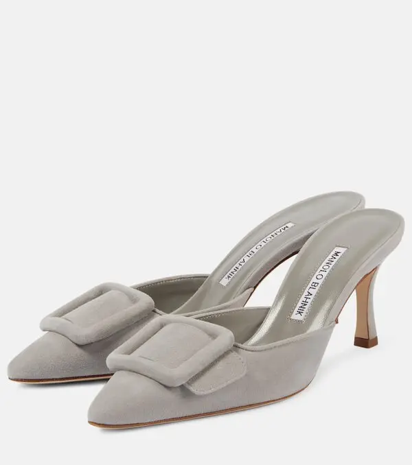 Manolo Blahnik Maysale 70 Suede Mules