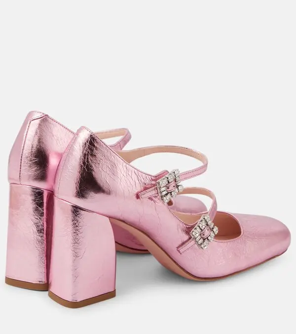 ROGER VIVIER Tres Vivier Babies Metallic Leather Pumps