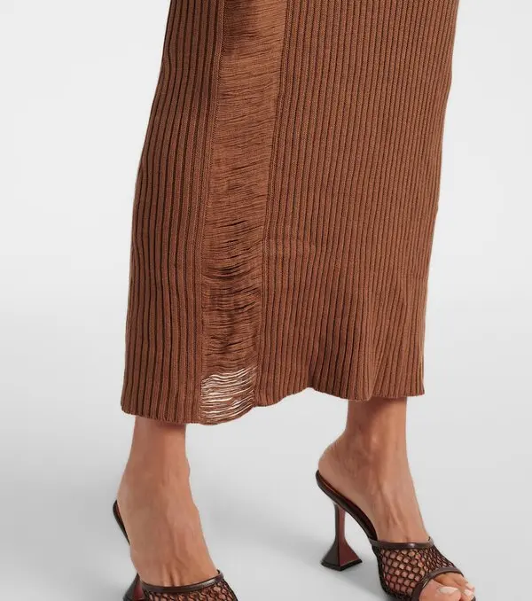 AYA MUSE Danica Ribbed-knit Midi Dress