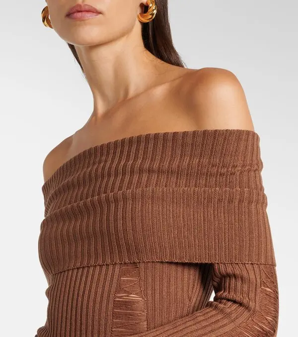 AYA MUSE Danica Ribbed-knit Midi Dress