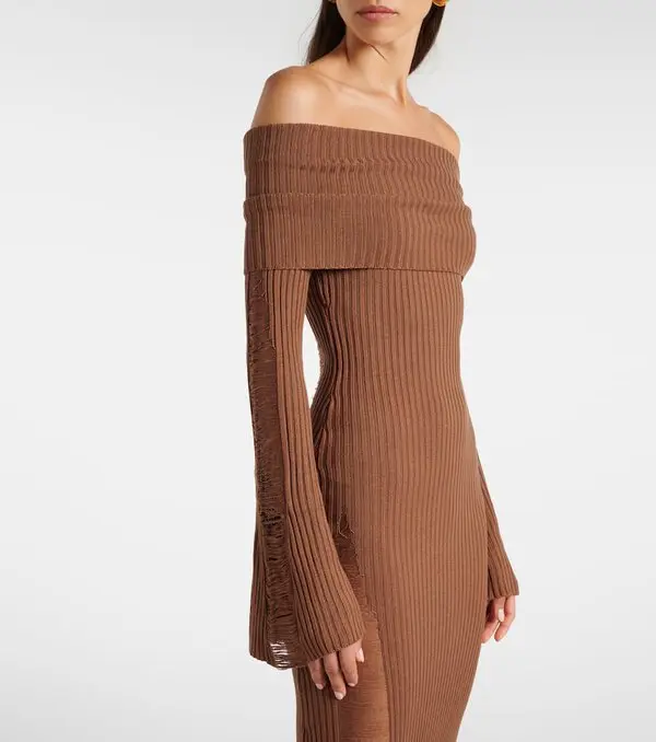AYA MUSE Danica Ribbed-knit Midi Dress