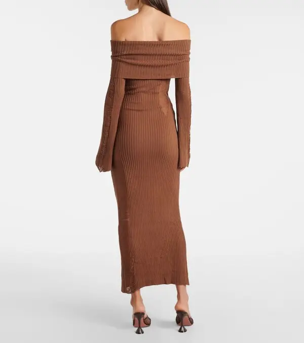 AYA MUSE Danica Ribbed-knit Midi Dress