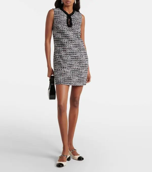 SELF-PORTRAIT Embellished Boucle Minidress