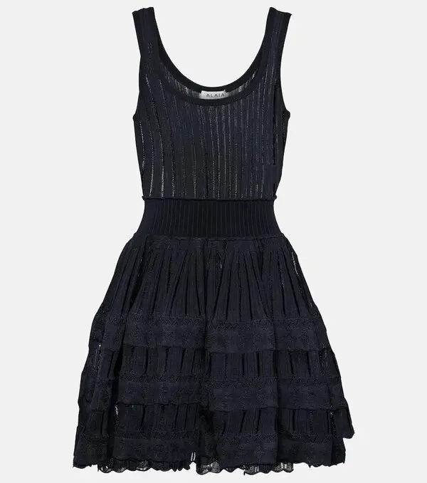 Alaïa Ribbed-knit Minidress - Blue