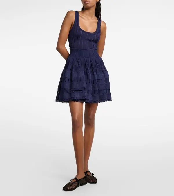 Alaïa Ribbed-knit Minidress - Blue