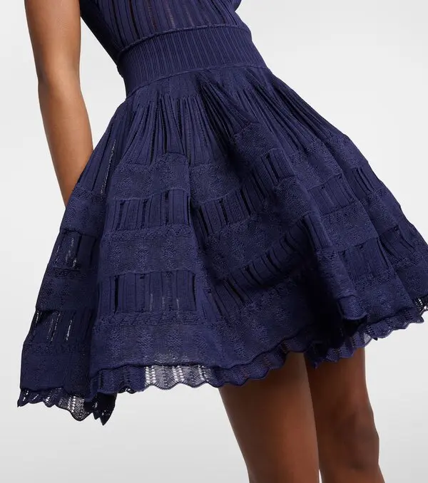 Alaïa Ribbed-knit Minidress - Blue