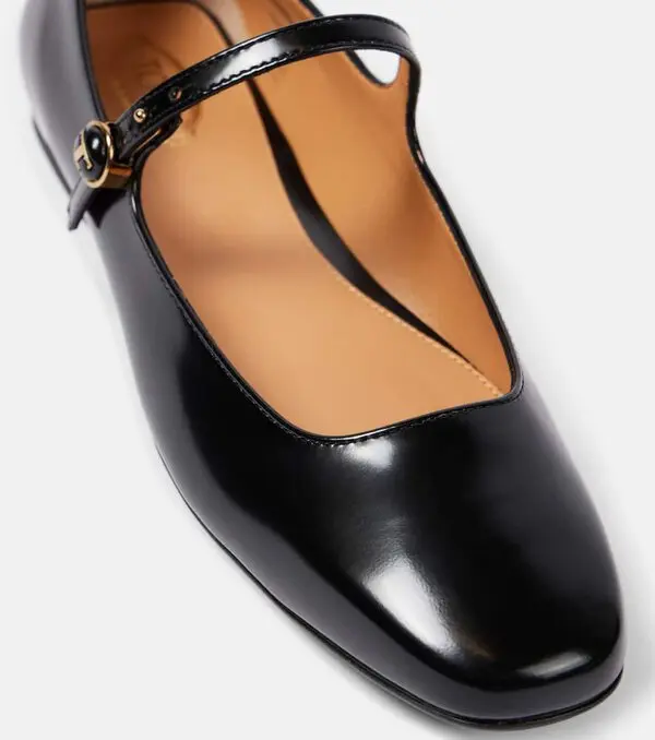 TOD'S Polished Leather Mary Jane Flats