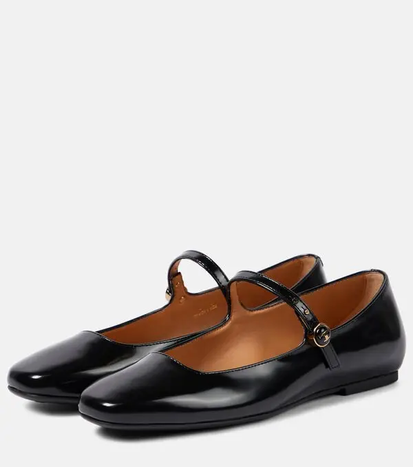 TOD'S Polished Leather Mary Jane Flats