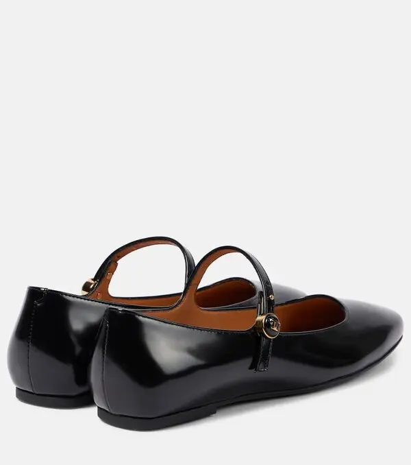 TOD'S Polished Leather Mary Jane Flats