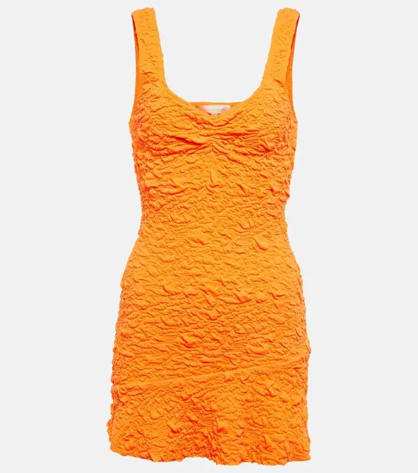 LoveShackFancy Bartlette Crinkled Minidress - Orange