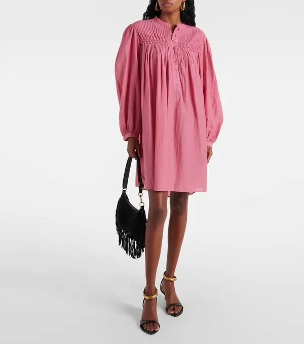 MARANT ETOILE Danael Cotton-blend Mini Dress - Pink