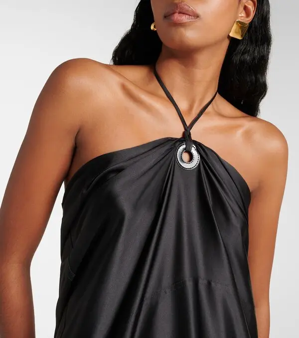FERRAGAMO Halterneck Silk-blend Midi Dress